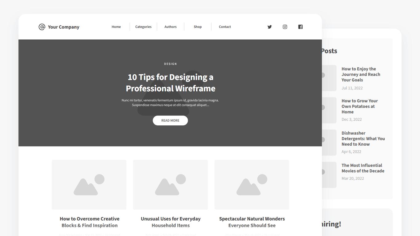 Blog Page Wireframe Template | Moqups