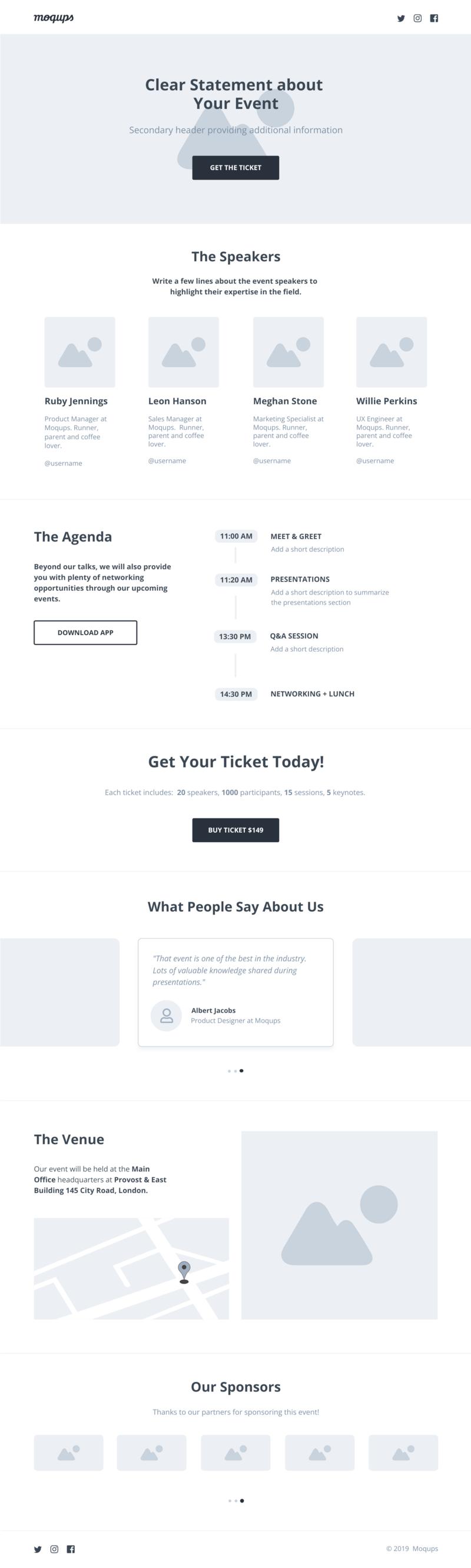 Event Landing Page Wireframe Template | Moqups