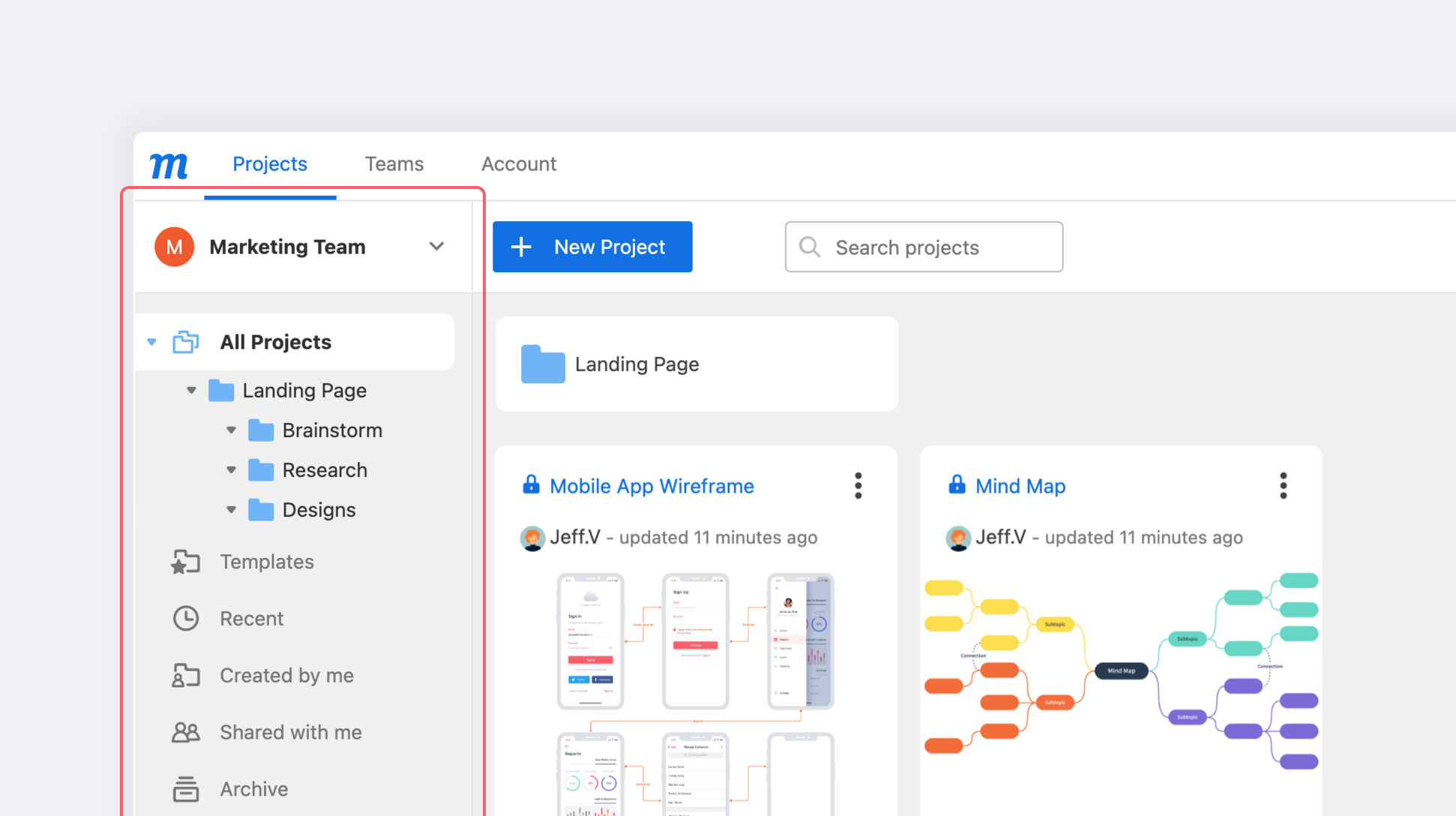Guide to projects | Moqups